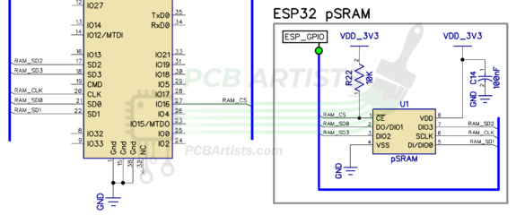 ESP32 PSRAM Schematic and Notes - PCB Artists
